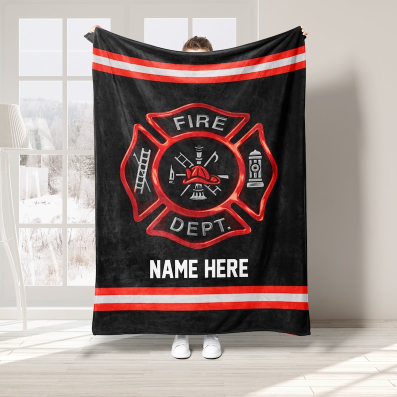 Personalized Firefighter Blanket, Custom Name Soft Cozy Sherpa Fleece ...