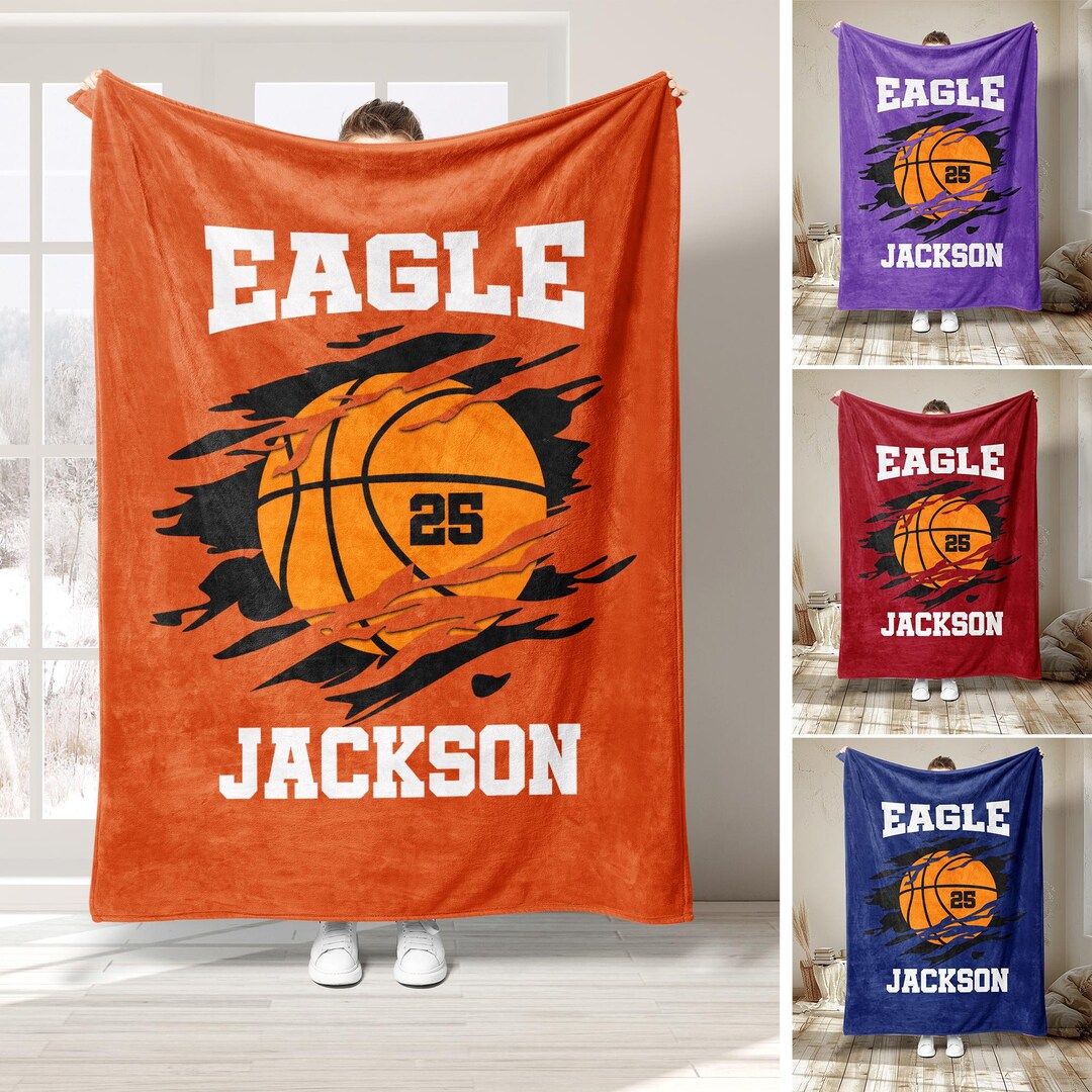 Personalized Basketball Blanket, Custom Name Number Soft Cozy Sherpa ...