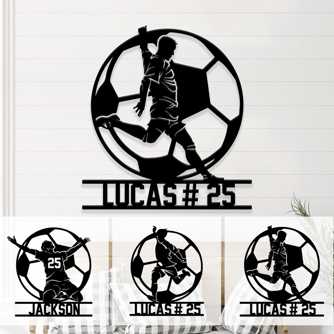 Personalized Soccer Metal Sign, Soccer Sign, Custom Name Number Room ...