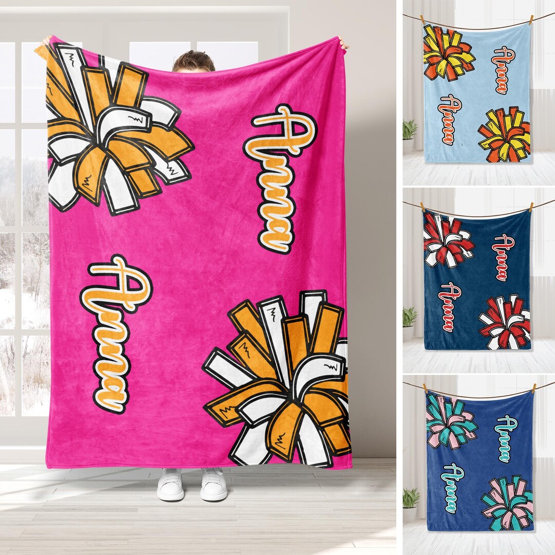 Personalized Cheerleading Blanket, Custom Name Soft Cozy Sherpa Fleece ...