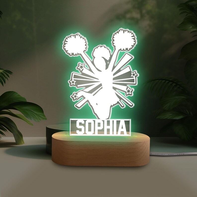 Personalized Cheerleading Night Light, Custom Name Acrylic Night Light ...