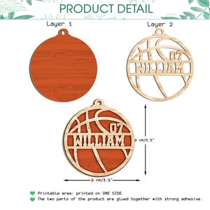 Personalized Basketball Layered Wood Ornament, Custom Basketball ...