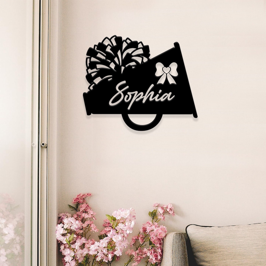 Personalized Cheerleading Metal Sign, Cheer Sign, Custom Name Room Sign ...