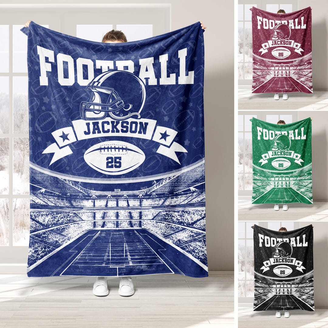 Personalized Football Blanket, Custom Name Number Football Player Soft ...