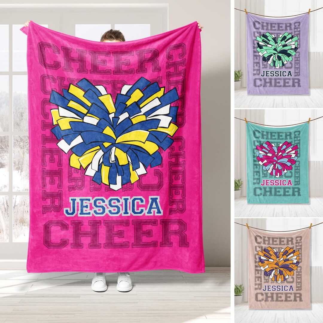 Personalized Cheerleading Blanket, Custom Name Soft Cozy Sherpa Fleece ...