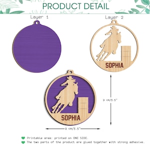 Personalized Barrel Racing Layered Wood Ornament, Custom Barrel Racing ...