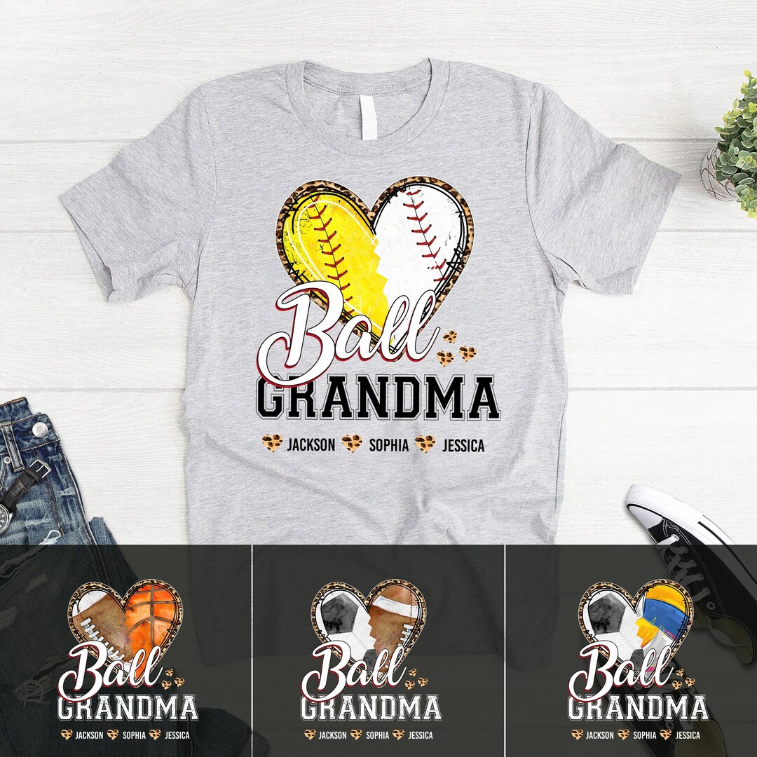 Personalized Sports Grandma T-shirt, Ball Grandma Shirt, Sports Mom ...