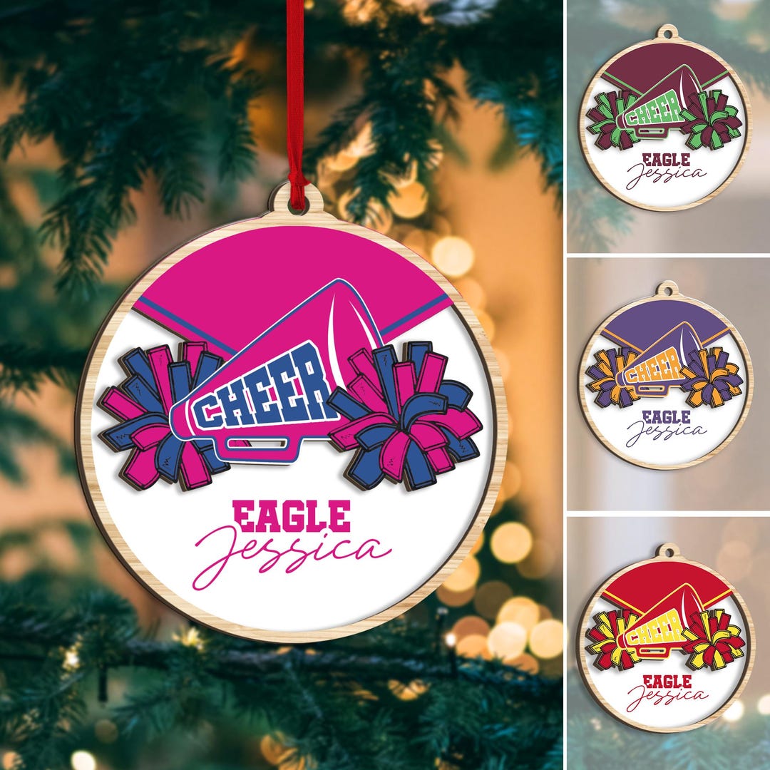 Personalized Cheerleading Layered Wood Ornament, Custom Cheer Christmas ...