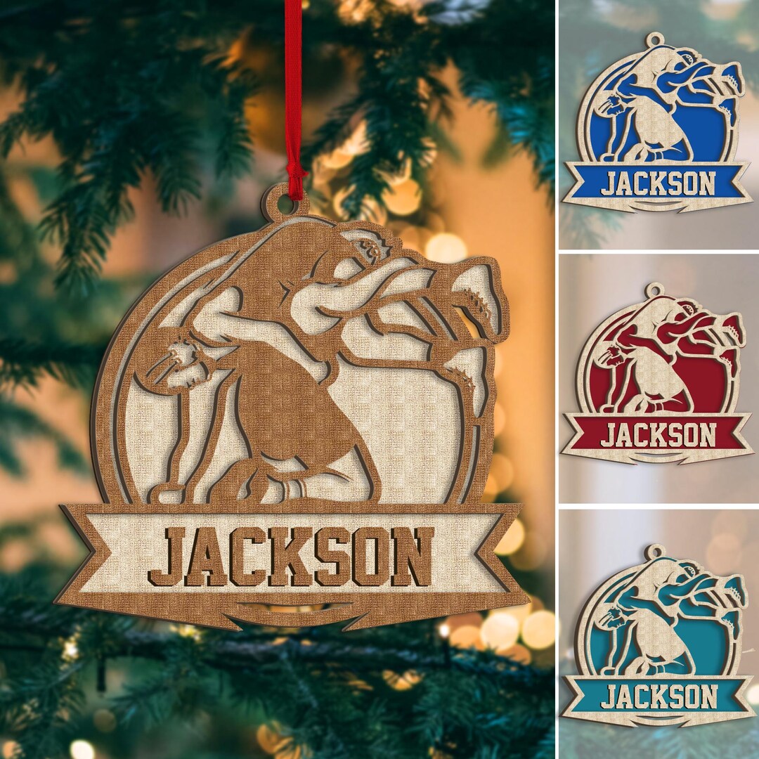 Personalized Wrestling Layered Wood Ornament, Custom Wrestling ...