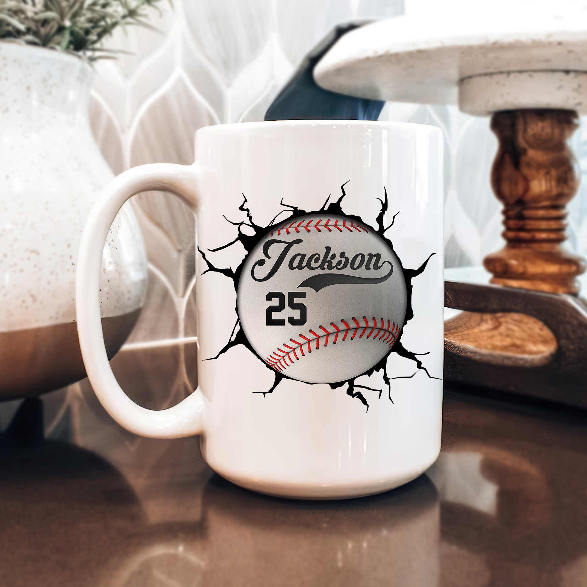 Personalized Baseball Mug, Baseball Coffee Mug, Custom Name Number ...