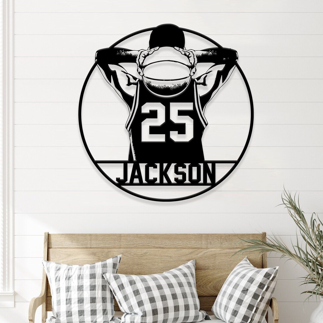 Personalized Basketball Metal Sign, Basketball Sign, Custom Name Number ...