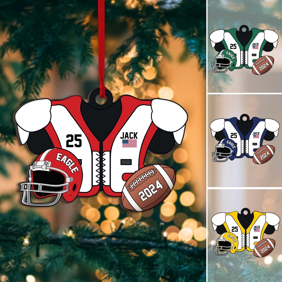 Personalized Football Flat 2D Ornament, Custom Football Christmas Tree ...