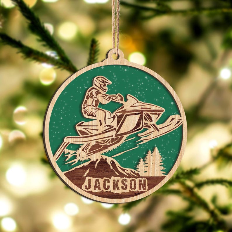 Personalized Snowmobile Layered Wood Ornament, Custom Snowmobile ...