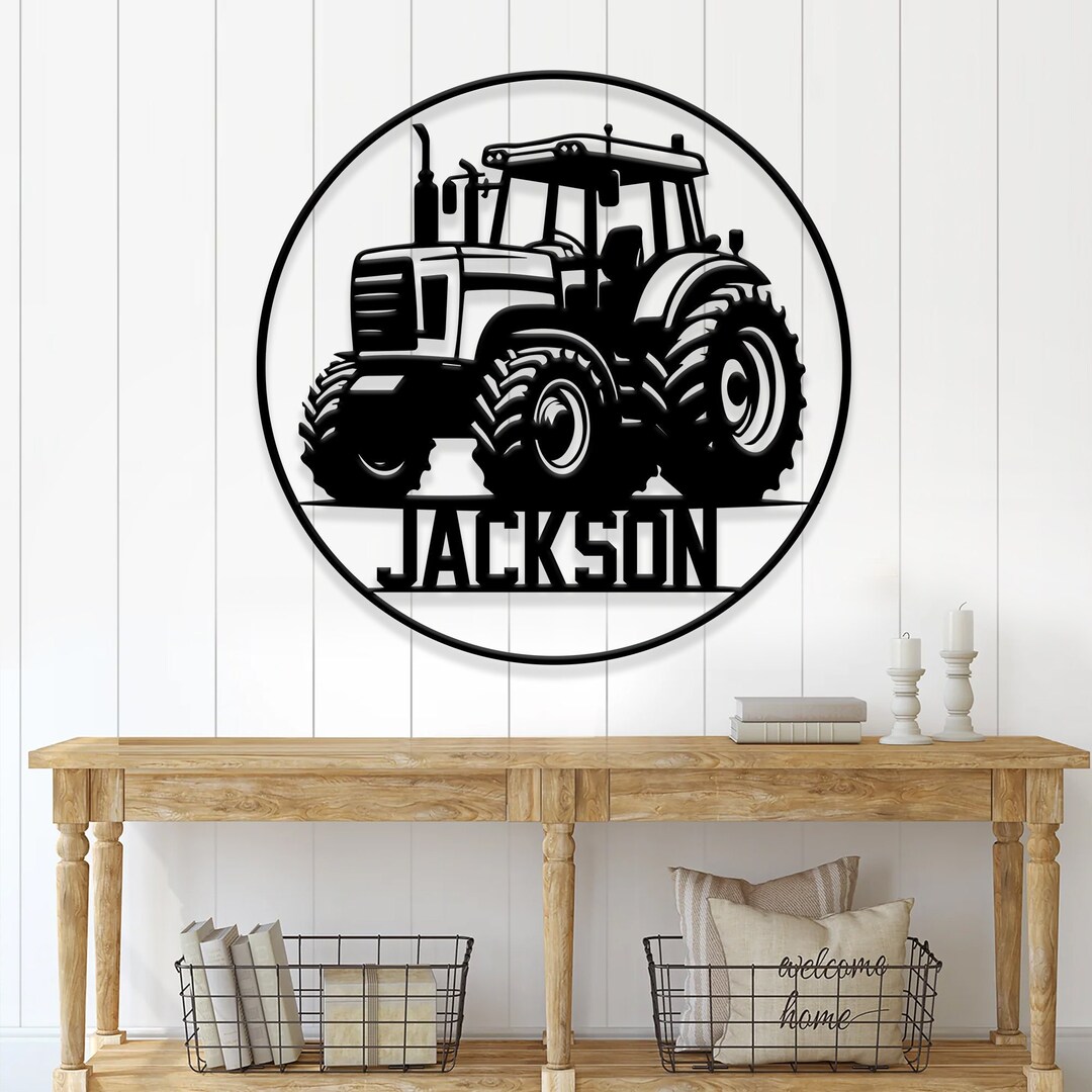 Personalized Tractor Metal Sign, Farm Tractor Sign, Custom Name Room ...