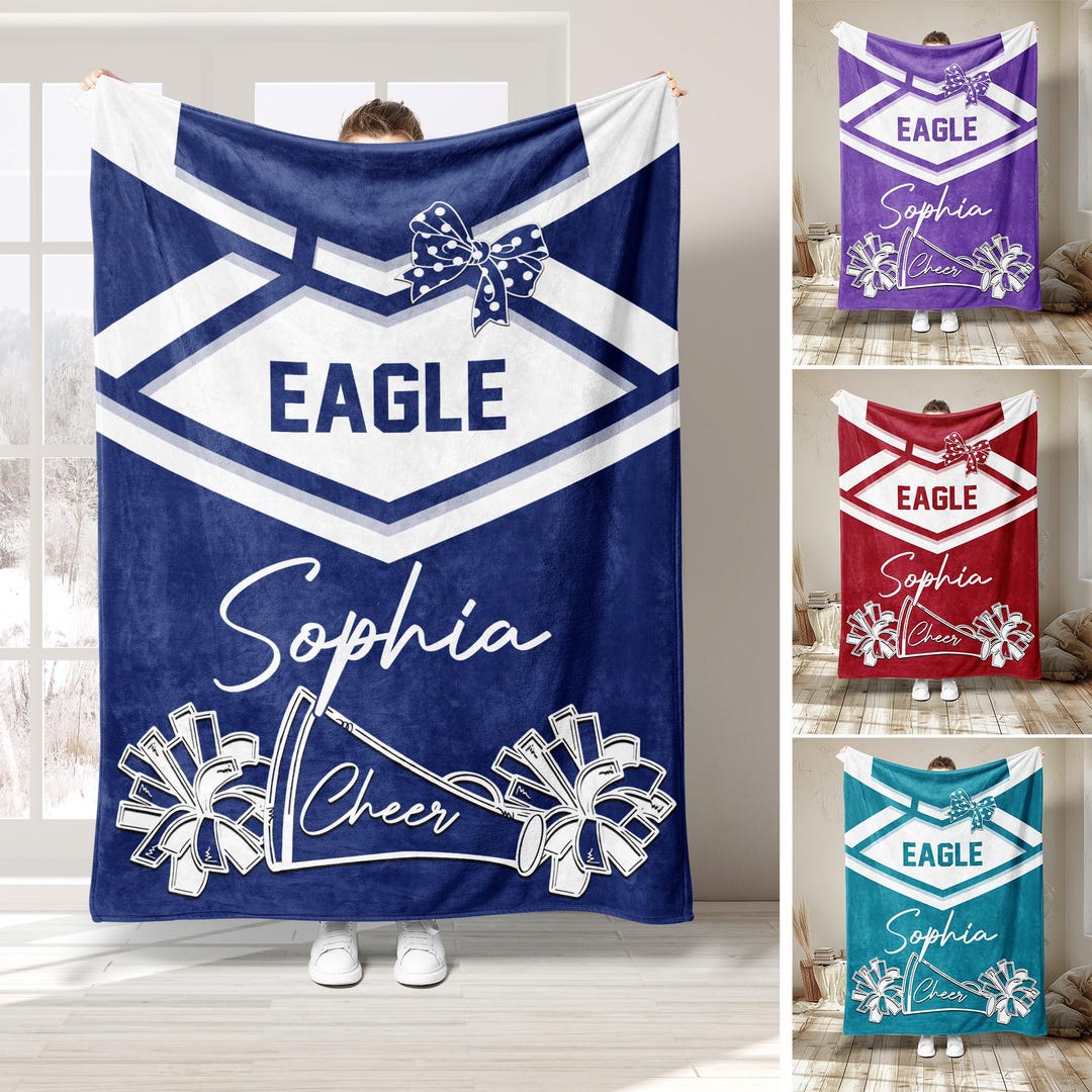 Personalized Cheerleading Blanket, Custom Name Soft Cozy Sherpa Fleece ...