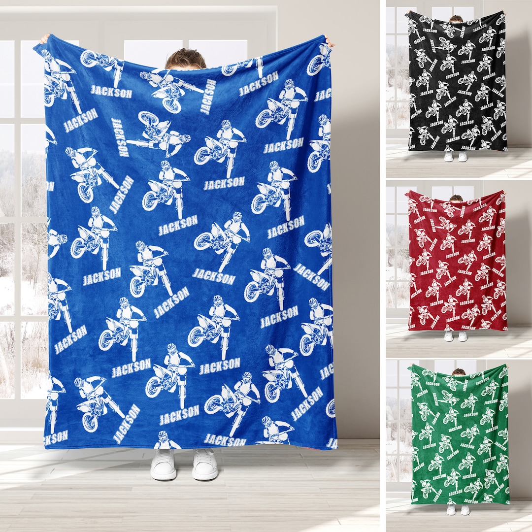 Personalized Motocross Blanket, Dirt Bike Blanket, Custom Name Soft ...