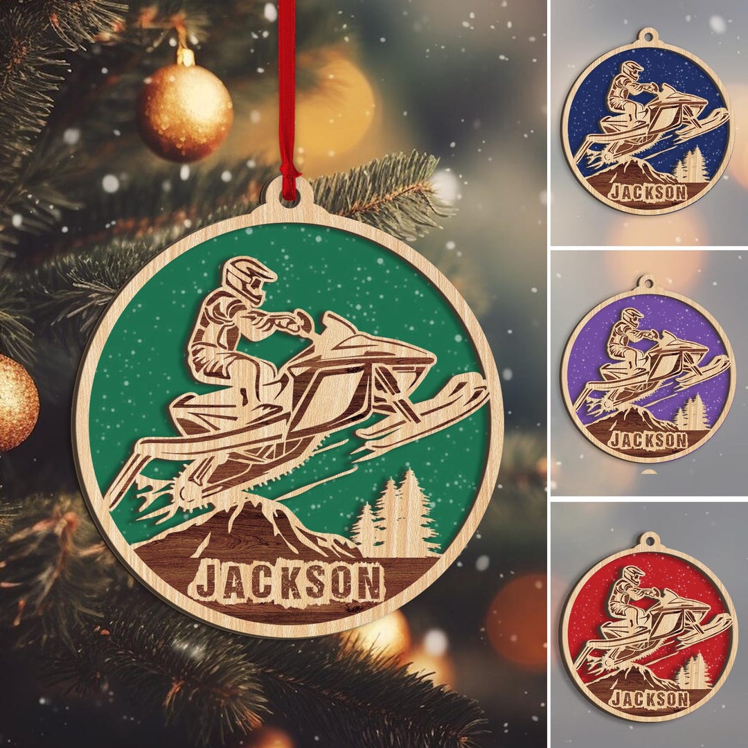 Personalized Snowmobile Layered Wood Ornament, Custom Snowmobile ...
