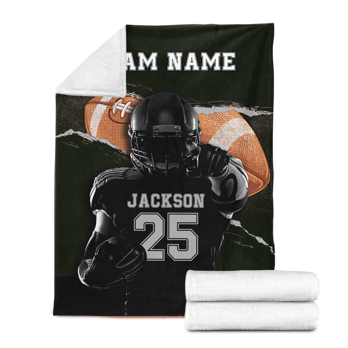 Personalized Football Blanket, Custom Name Number Soft Cozy Sherpa ...