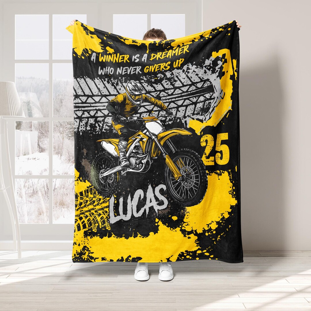 Personalized Racing Blanket, Dirt Bike Blanket, Custom Motocross Soft ...