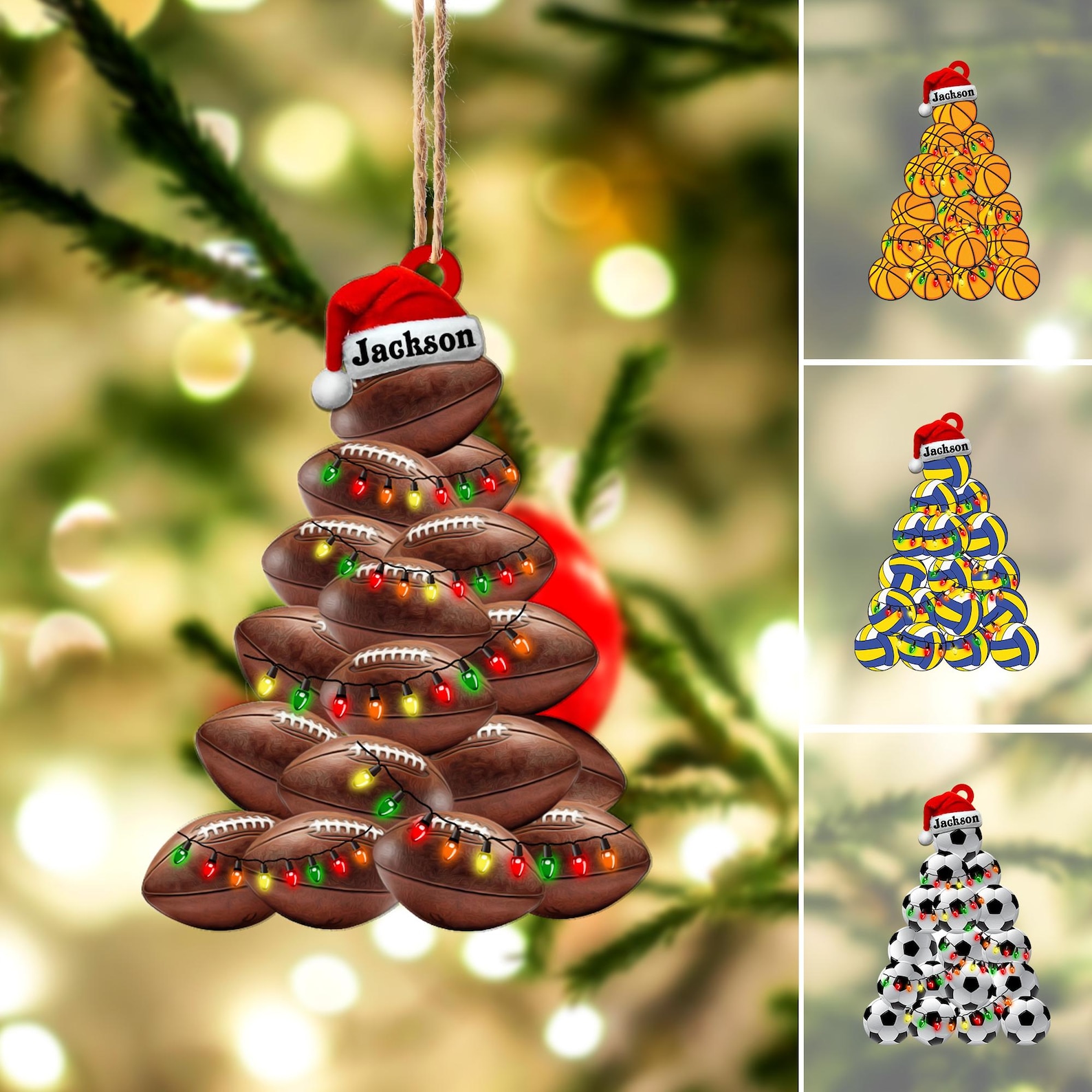 Personalized Sport Flat 2D Ornament, Custom Multiple Sports Christmas ...