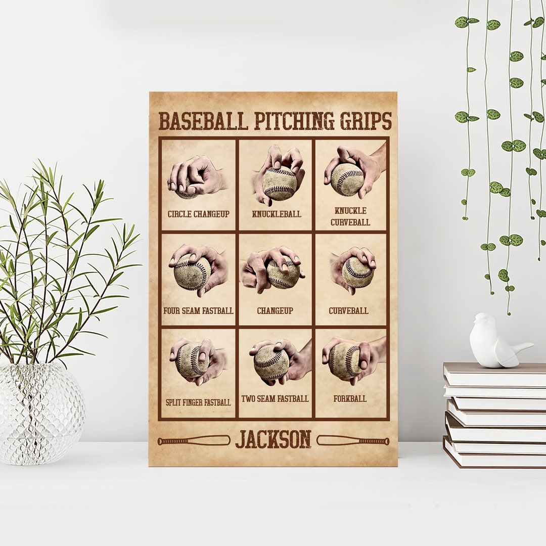 Personalized Baseball Poster/canvas, Baseball Pitching Grips Wall Art ...