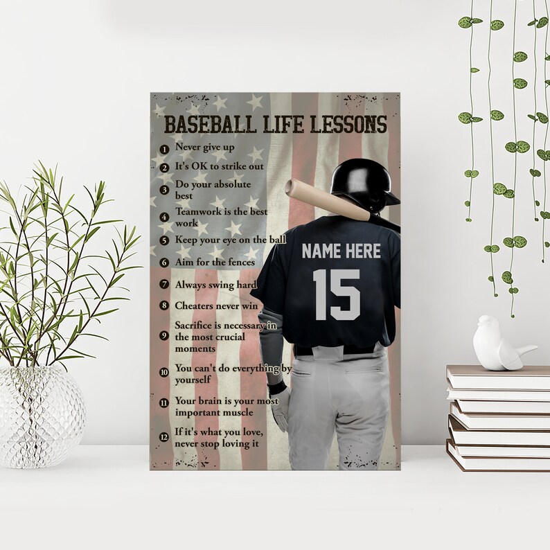 Personalized Baseball Poster/canvas, Baseball Life Lessons Wall Art ...