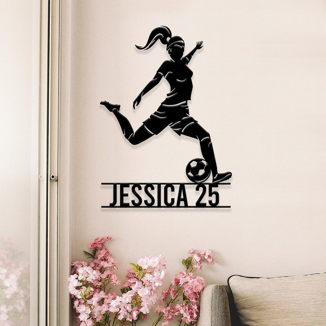 Personalized Soccer Metal Sign, Soccer Girl Sign, Custom Name Number ...