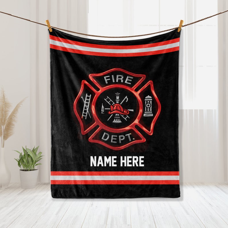 Personalized Firefighter Blanket, Custom Name Soft Cozy Sherpa Fleece ...