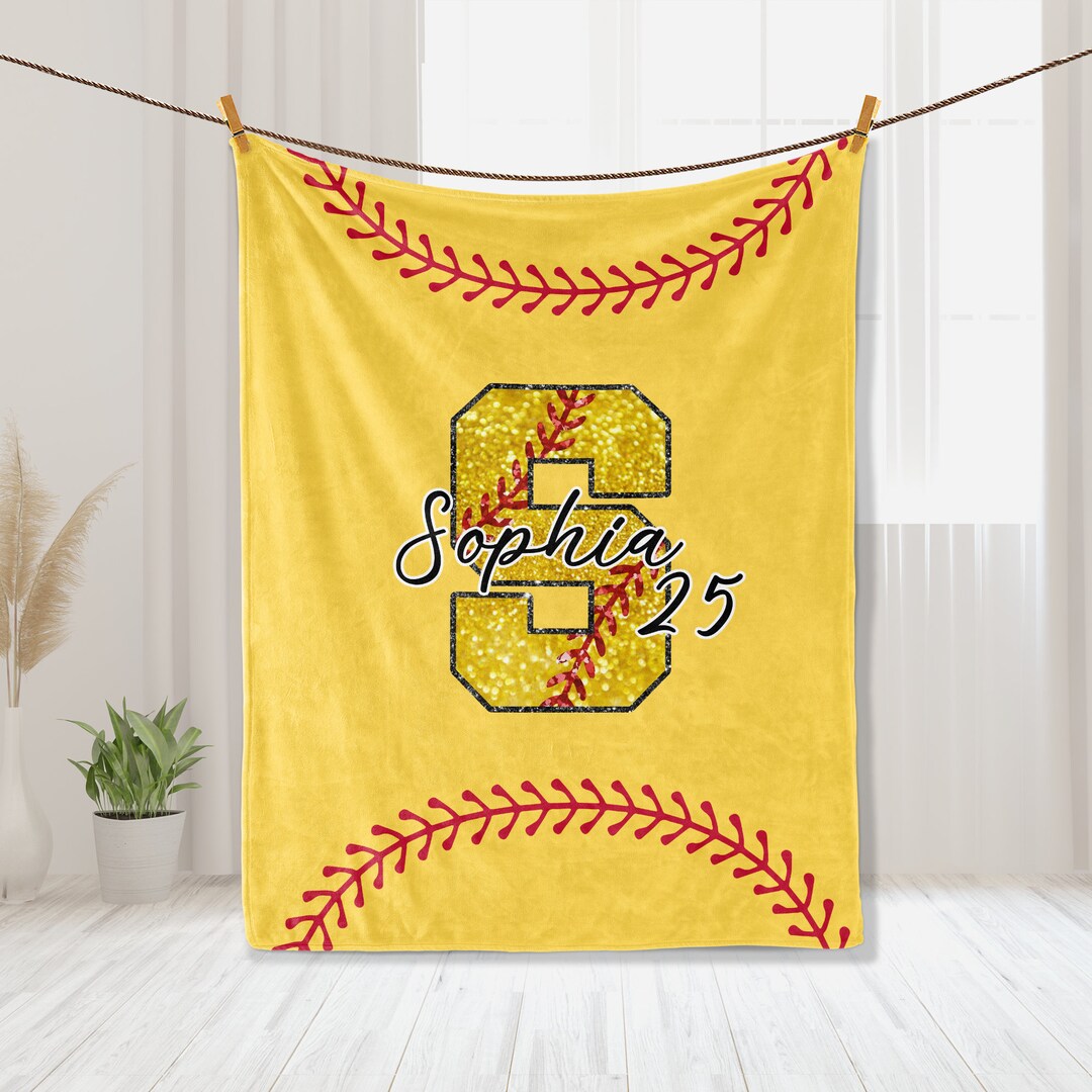 Personalized Softball Blanket, Custom Name Number Soft Cozy Sherpa ...
