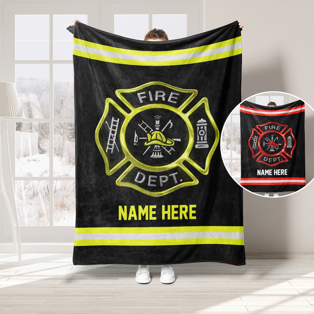 Personalized Firefighter Blanket, Custom Name Soft Cozy Sherpa Fleece ...