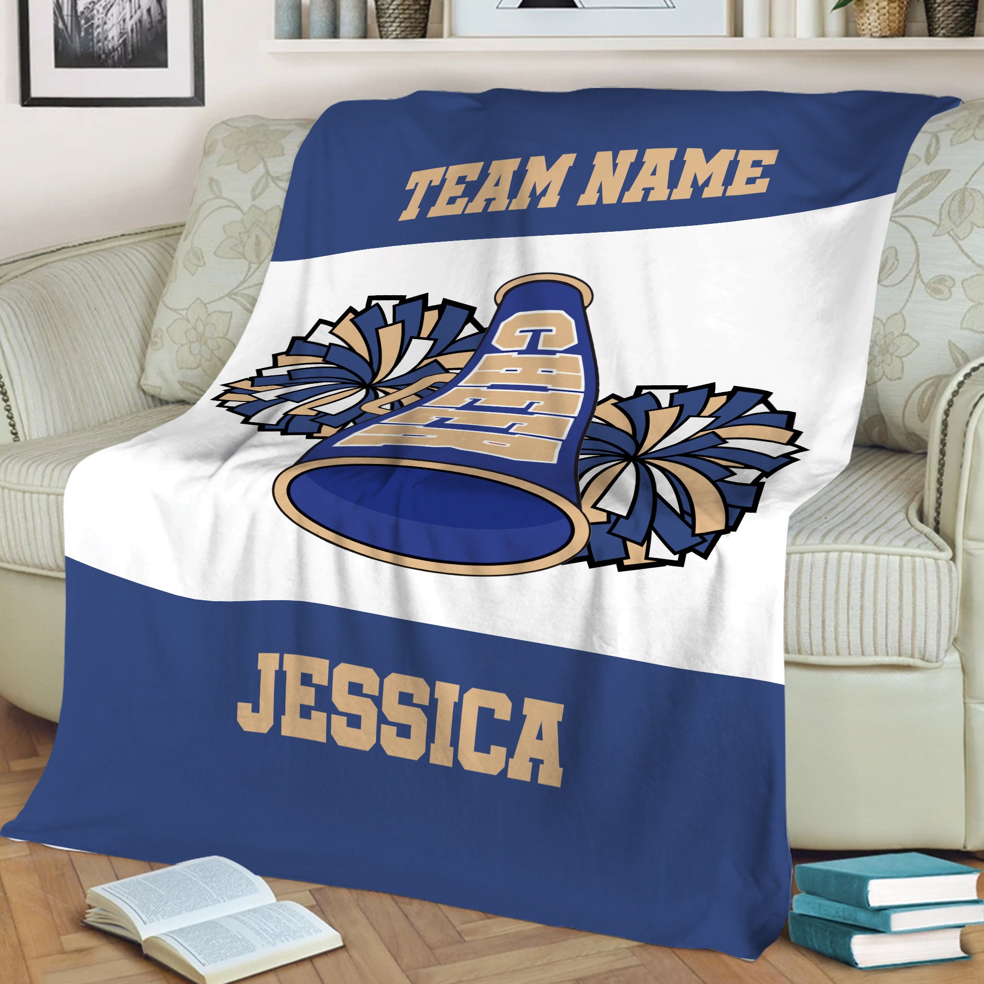 Personalized Cheerleading Blanket, Custom Name Soft Cozy Sherpa Fleece ...