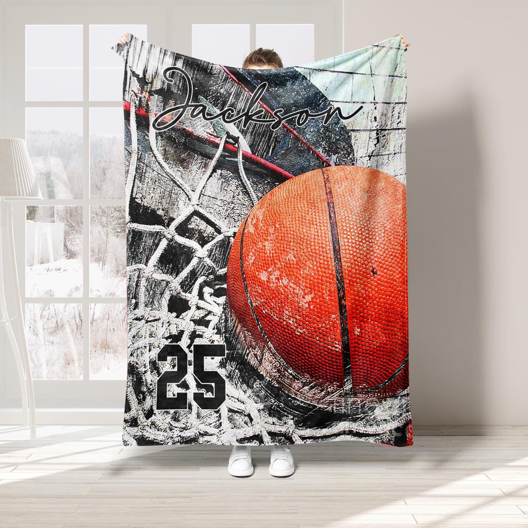 Personalized Basketball Blanket, Custom Name Number Soft Cozy Sherpa ...