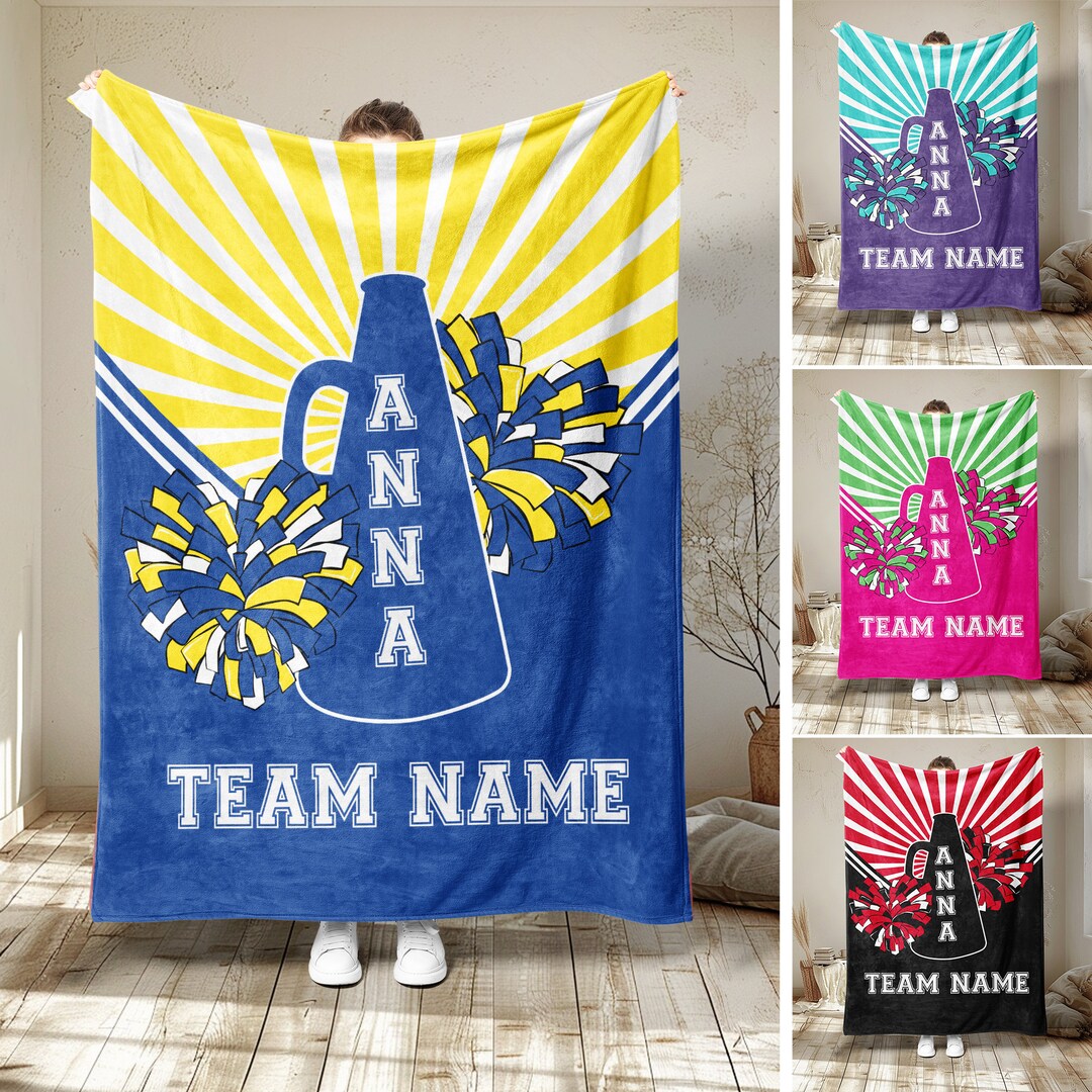 Personalized Cheerleading Blanket, Custom Name Soft Cozy Sherpa Fleece ...