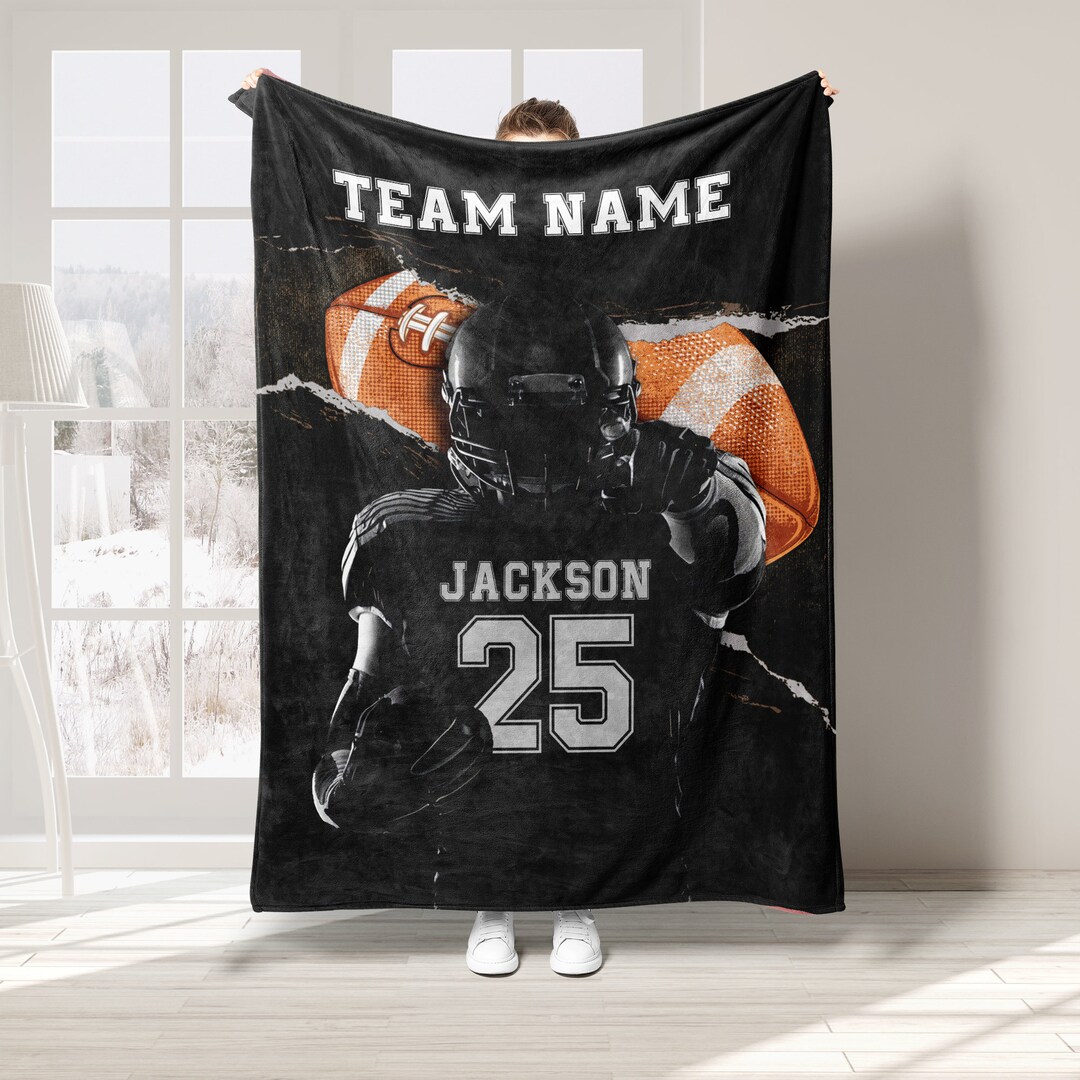 Personalized Football Blanket, Custom Name Number Soft Cozy Sherpa ...