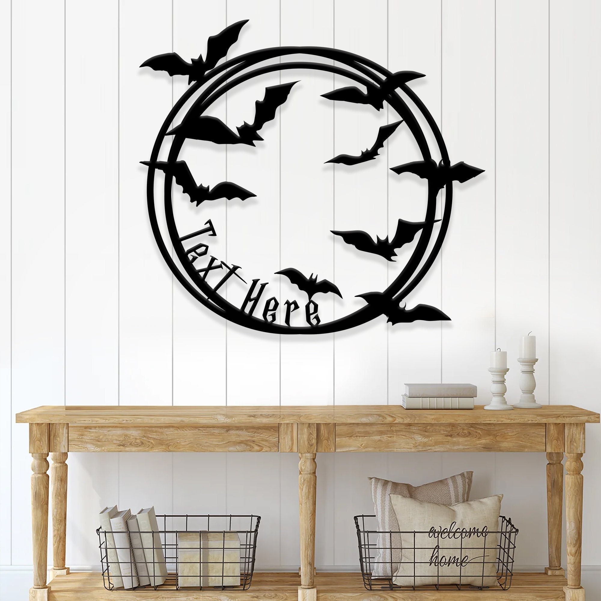 Personalized Bat Metal Sign, Halloween Bat Sign, Custom Name Room Sign ...