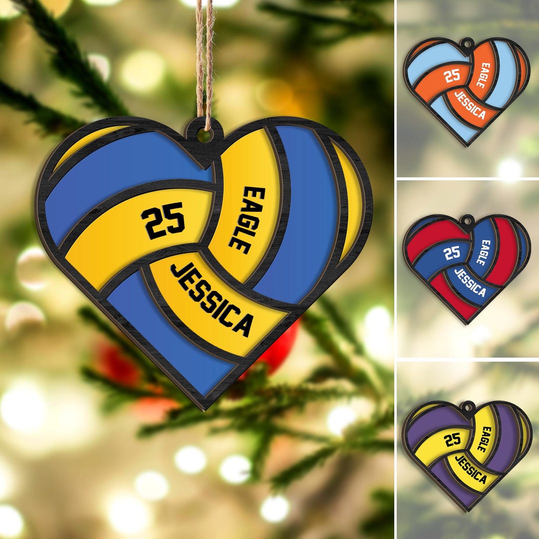 Personalized Volleyball Layered Wood Ornament, Custom Volleyball ...