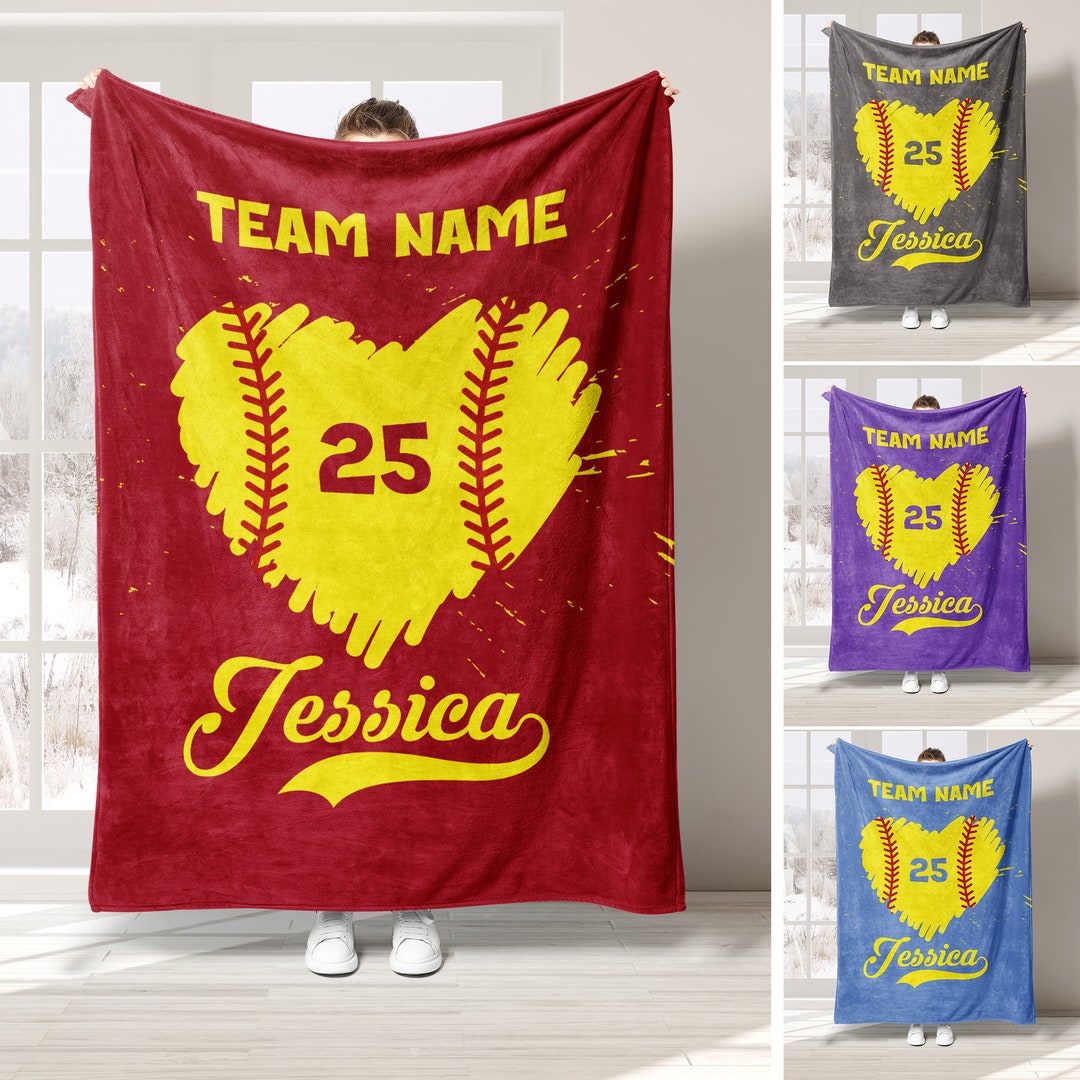 Personalized Softball Blanket, Custom Name Number Soft Cozy Sherpa ...