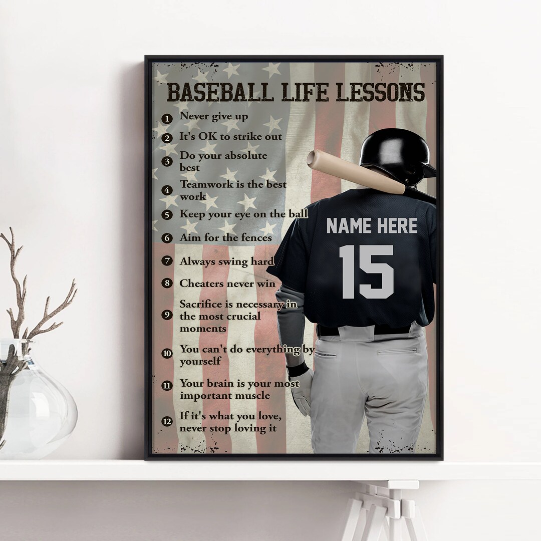 Personalized Baseball Poster/canvas, Baseball Life Lessons Wall Art ...