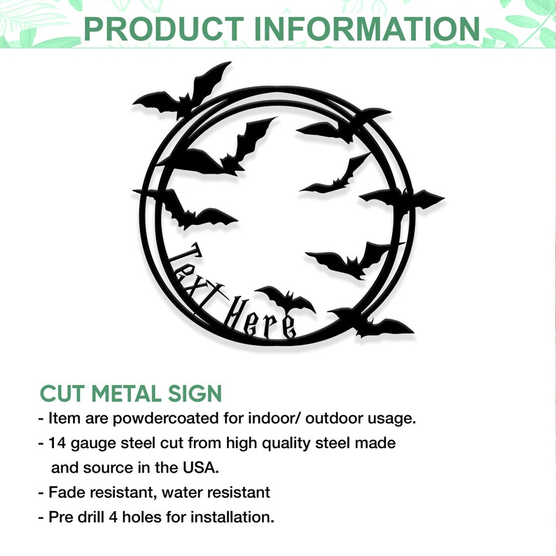 Personalized Bat Metal Sign, Halloween Bat Sign, Custom Name Room Sign ...