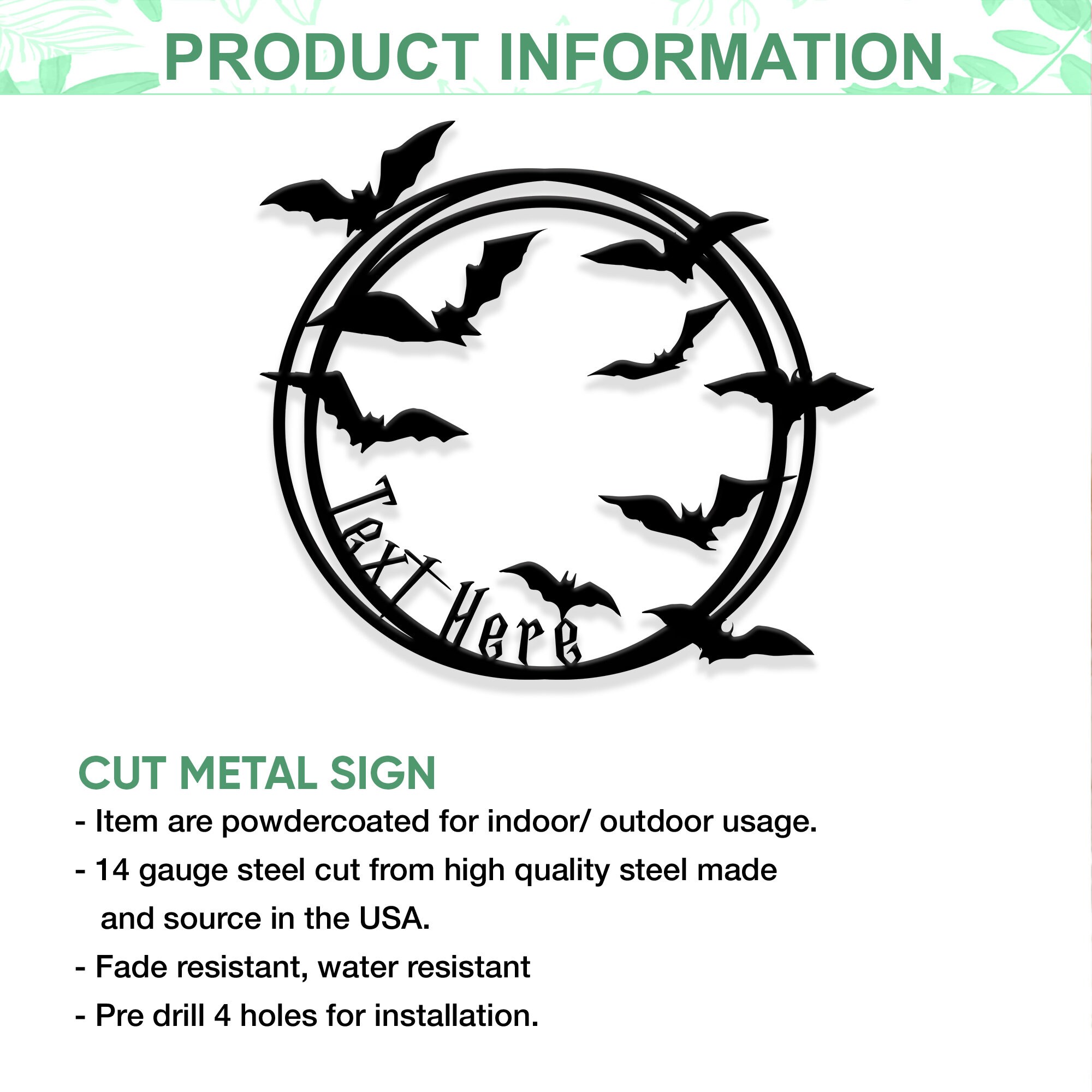 Personalized Bat Metal Sign, Halloween Bat Sign, Custom Name Room Sign ...