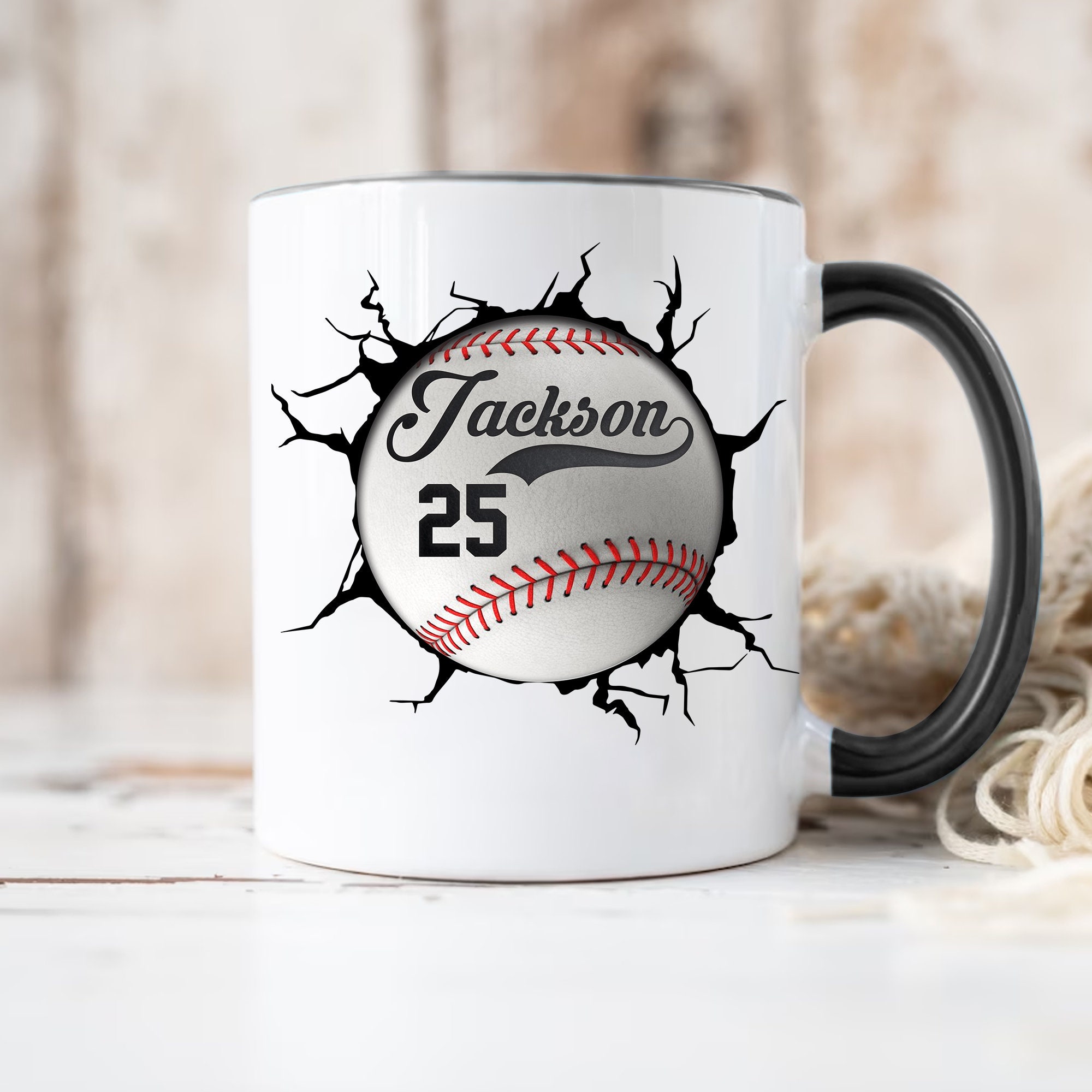 Personalized Baseball Mug, Baseball Coffee Mug, Custom Name Number ...