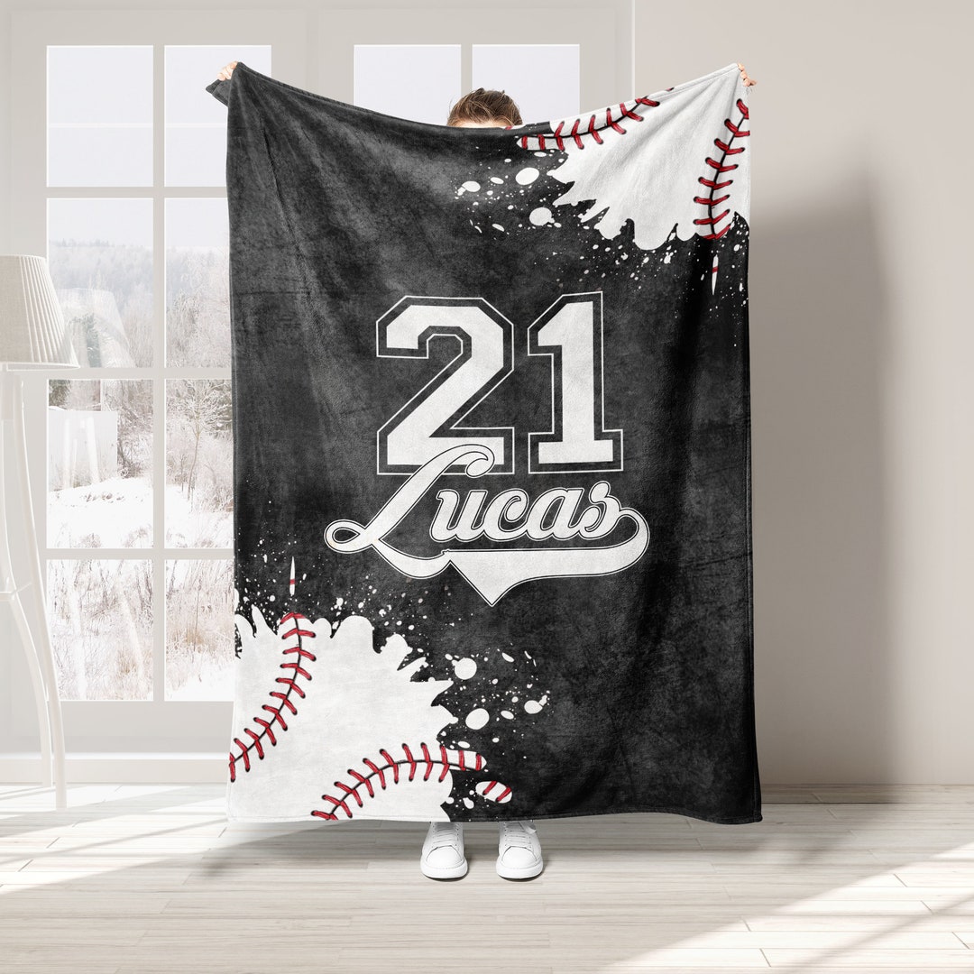 Personalized Baseball Blanket, Custom Name Number Soft Cozy Sherpa ...