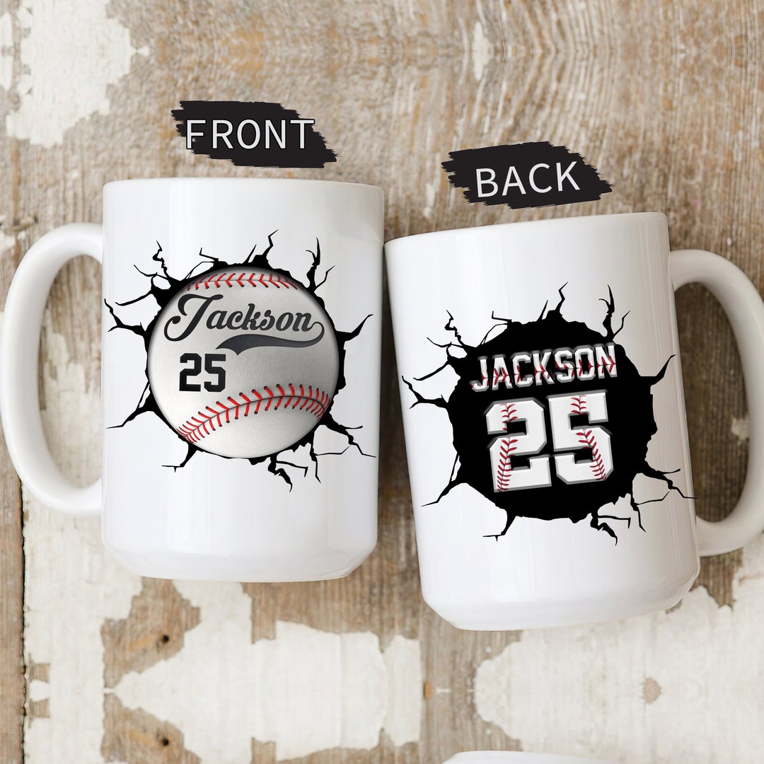 Personalized Baseball Mug, Baseball Coffee Mug, Custom Name Number ...