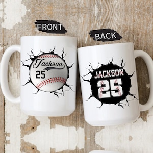 Personalized Baseball Mug, Baseball Coffee Mug, Custom Name Number ...