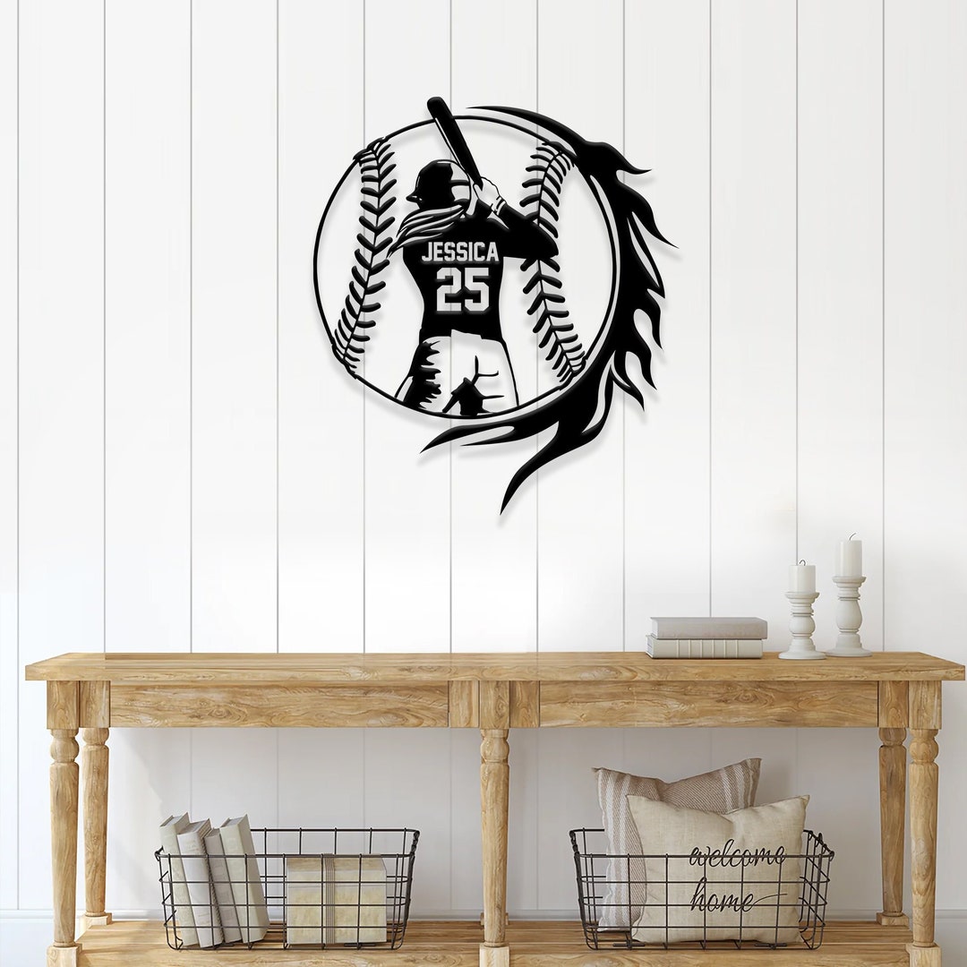 Personalized Softball Metal Sign, Softball Sign, Custom Name Number ...