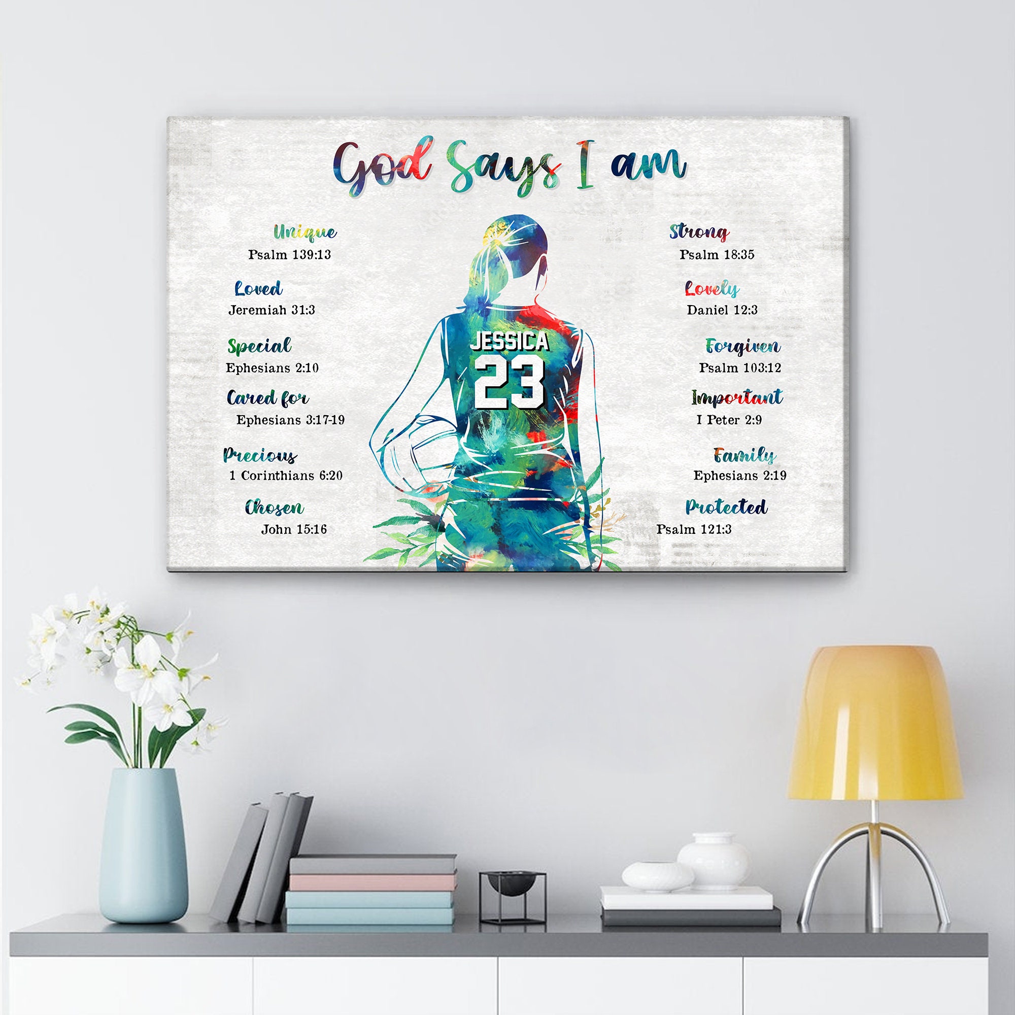 Personalized Volleyball Poster/canvas, God Says I Am Wall Art Print ...