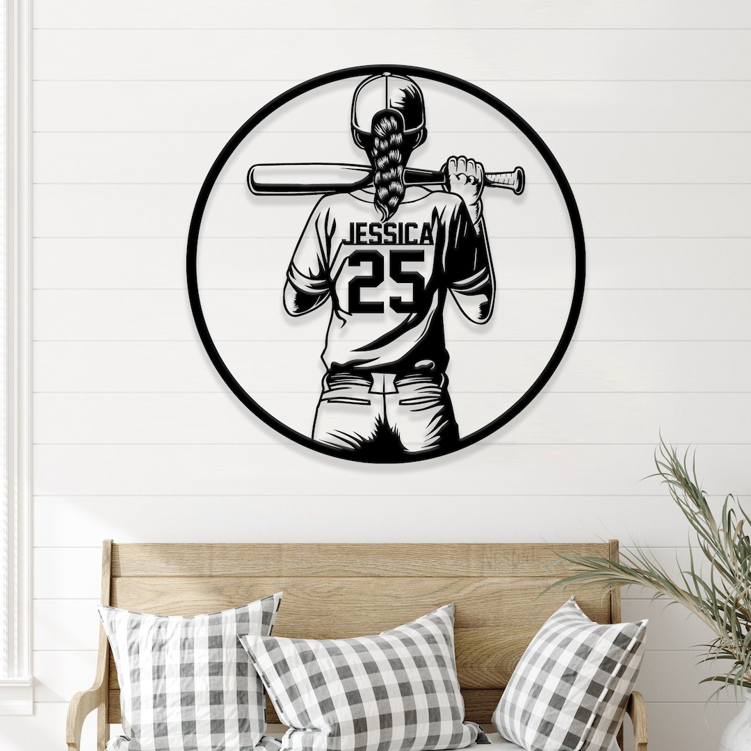 Personalized Softball Metal Sign, Softball Sign, Custom Name Number ...