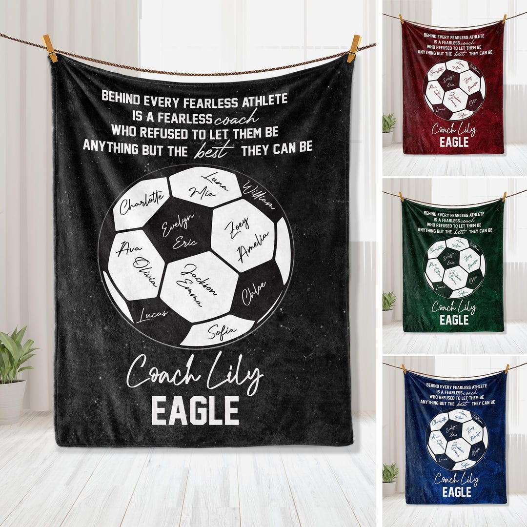 Personalized Soccer Coach Blanket, Custom Name Soft Cozy Sherpa Fleece ...
