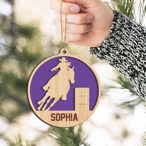 Personalized Barrel Racing Layered Wood Ornament, Custom Barrel Racing ...