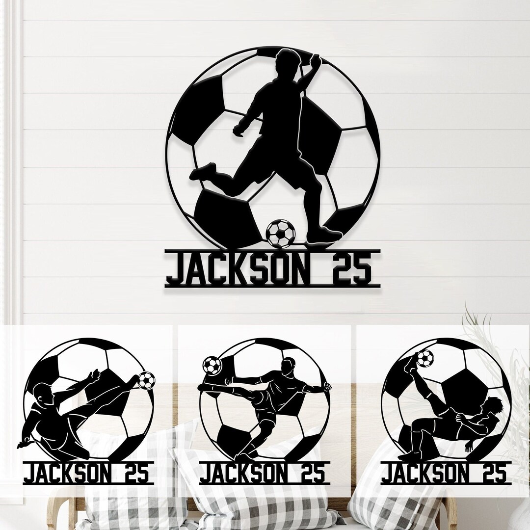 Personalized Soccer Metal Sign, Soccer Sign, Custom Name Number Room ...